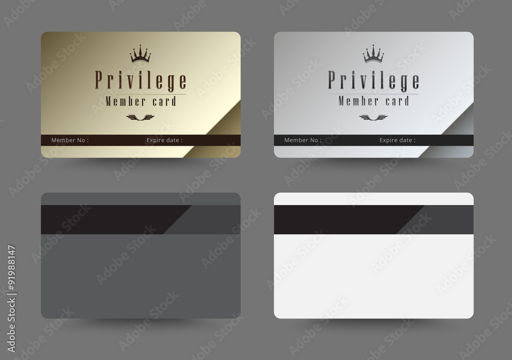 Gold and silver privilege card for member template design. vecto Stock ...