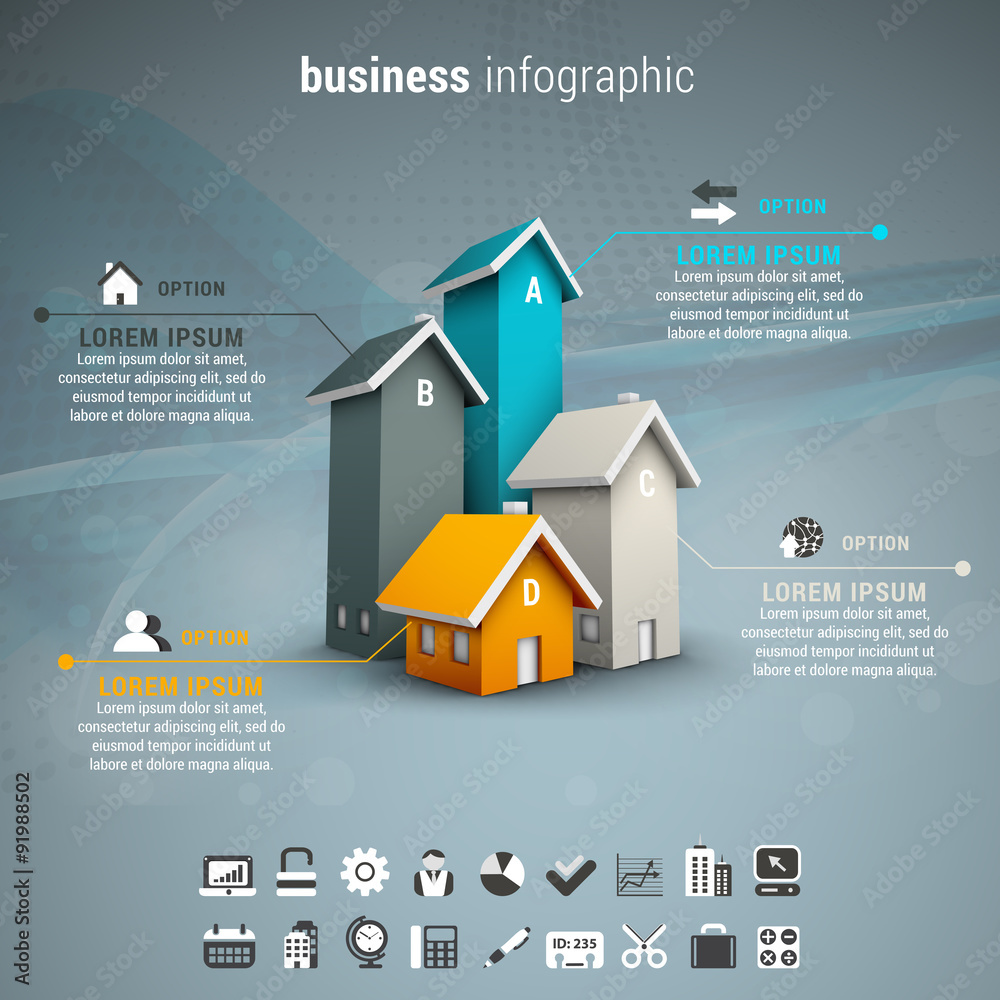 Business infographic made of houses. Stock Vector | Adobe Stock