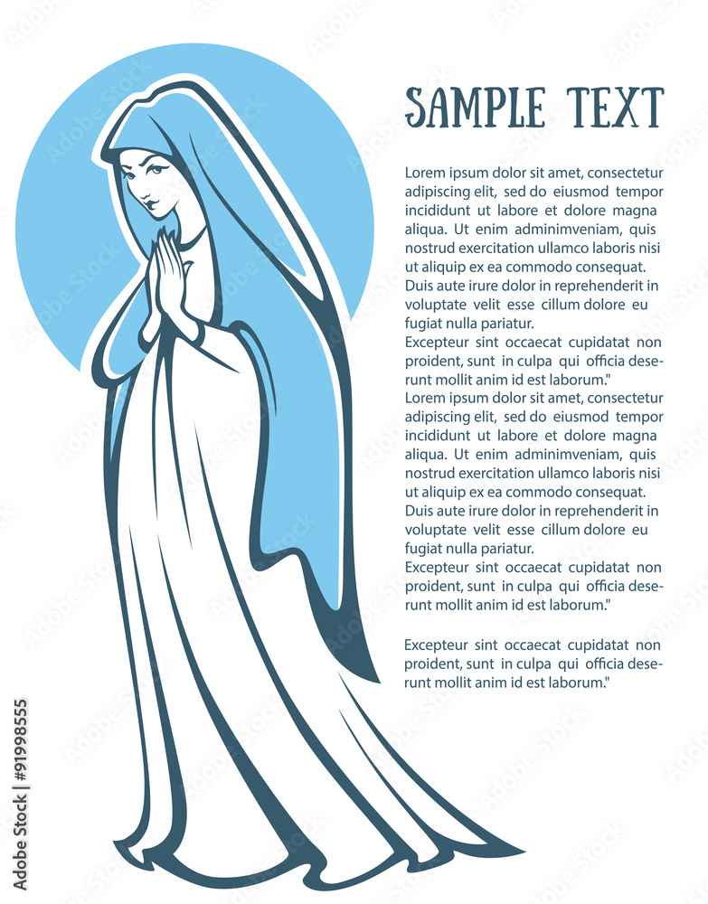 vector illustration of praying virgin Mary Stock Vector | Adobe Stock