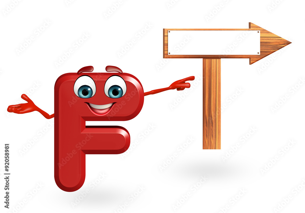 Cartoon Character of alphabet F with arrow Stock Illustration | Adobe Stock
