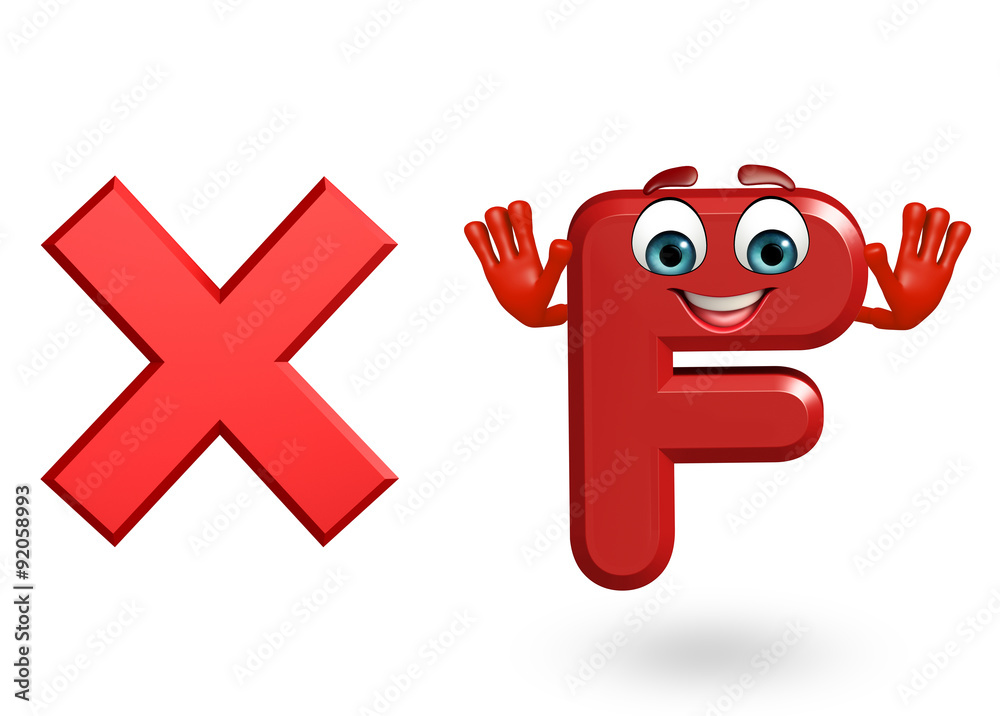 Cartoon Character of alphabet F with cross sign Stock Illustration ...