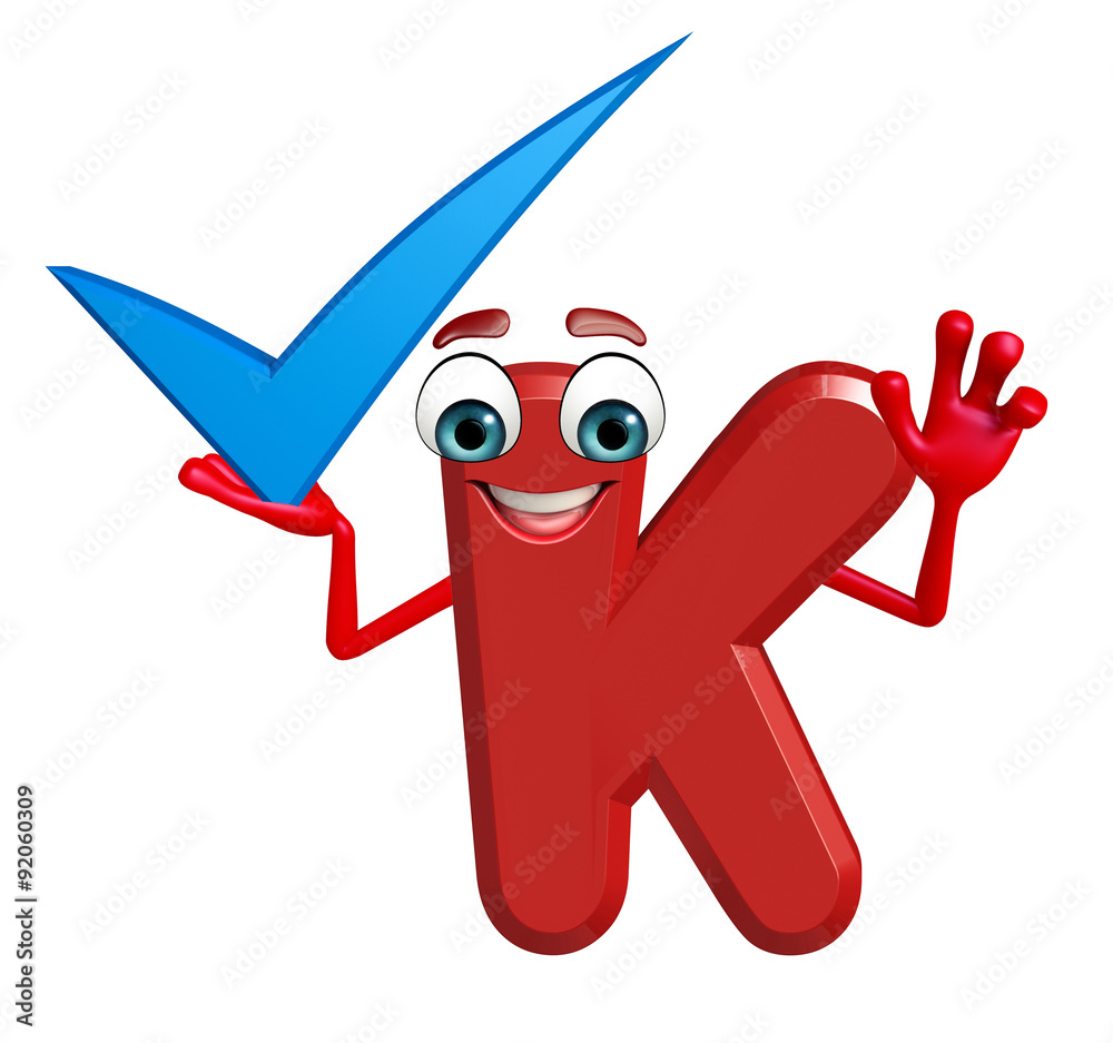 Cartoon Character of alphabet K with right sign Stock Illustration ...