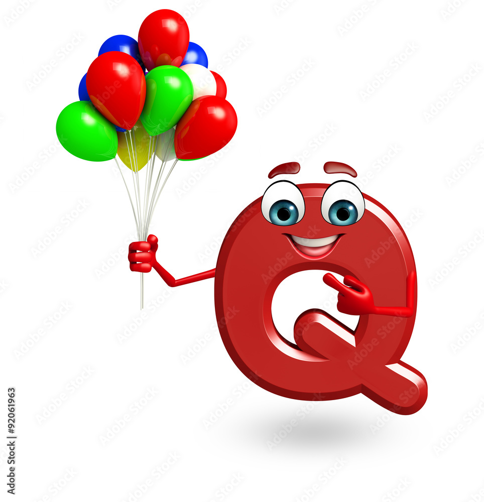 Cartoon Character of alphabet Q with balloons Stock Illustration ...