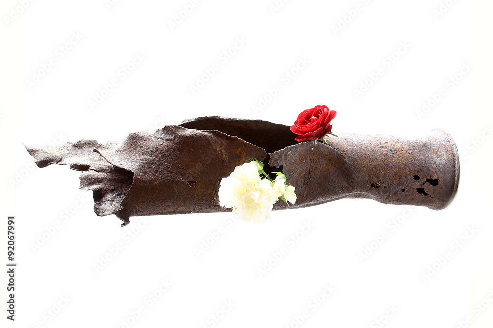 vintage rusted bomb shot projectile shell world war II exploded Stock ...