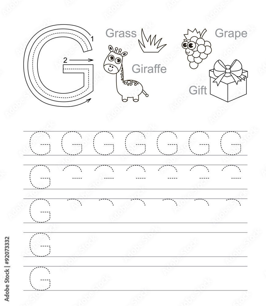 Letter G. Learn handwriting. Stock Vector | Adobe Stock