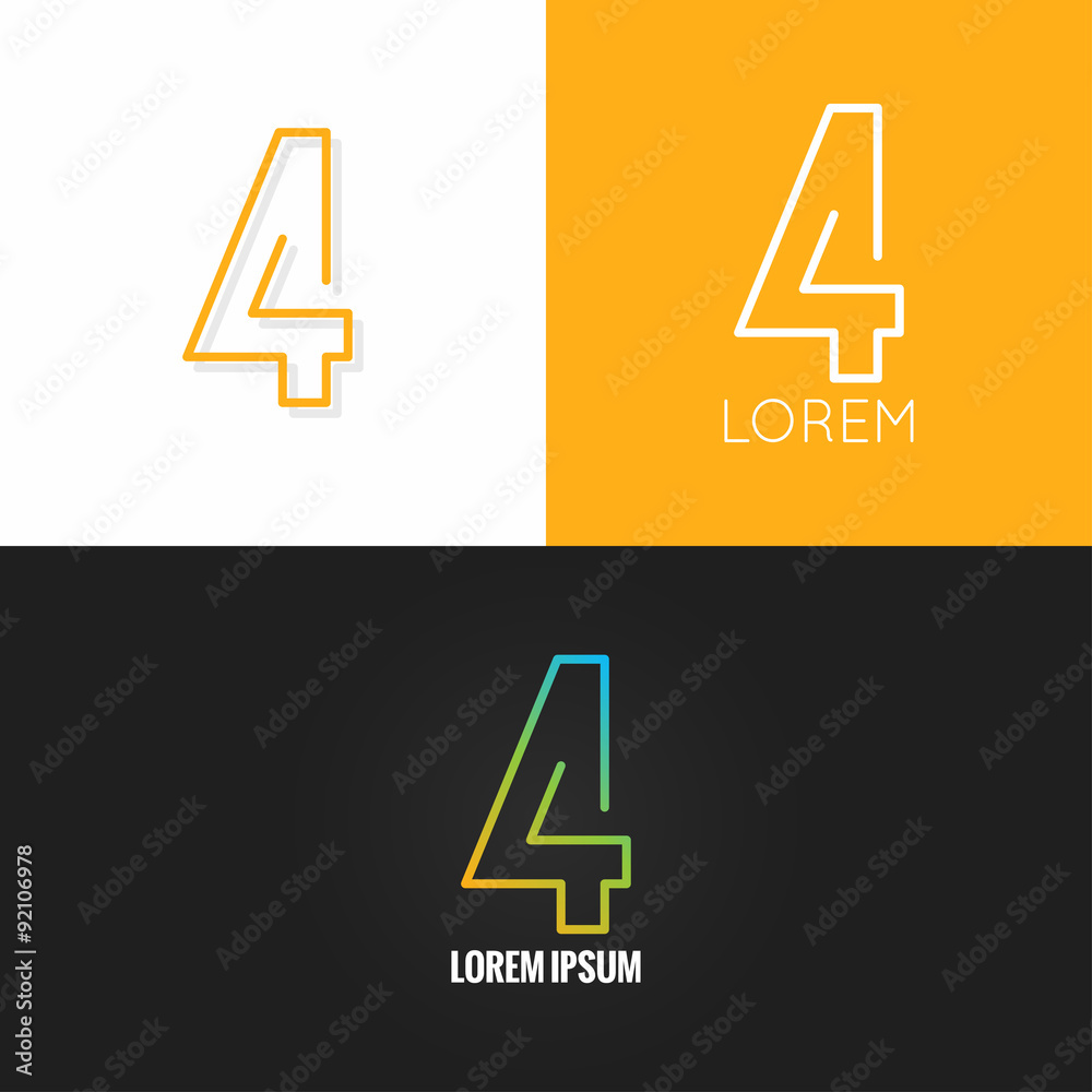 Number four 4 logo design icon set background Stock Vector | Adobe Stock