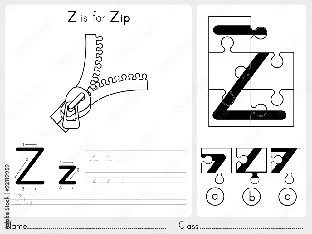 Alphabet A-Z Tracing and puzzle Worksheet, Exercises for kids ...