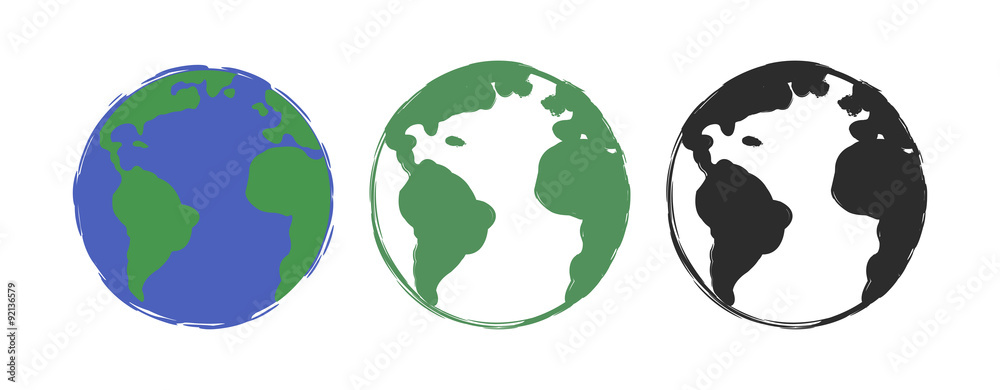 Earth grunge drawing paint icons Stock Vector | Adobe Stock