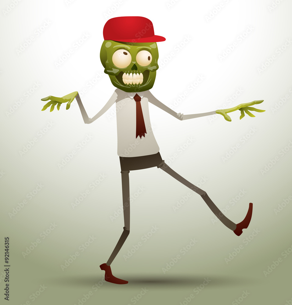 Vector new office zombie in a red cap. Image zombie green color in a ...