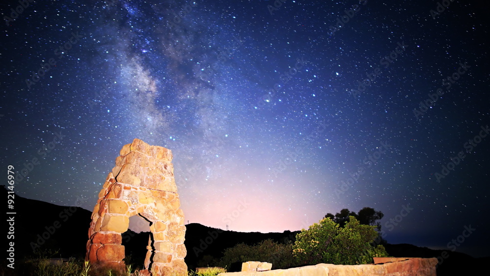 Astrophotography time lapse footage with tilt down motion of milky way ...