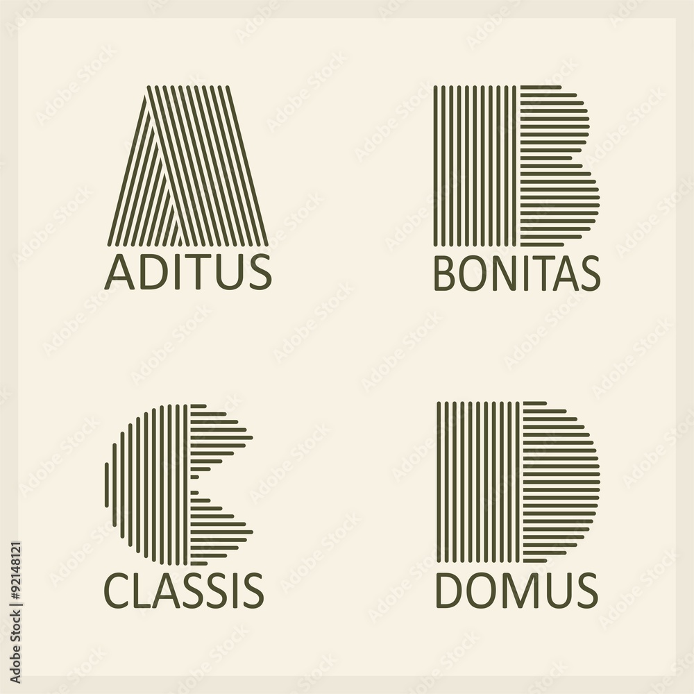 Letters A, B, C, D. Templates for logos, emblems , monographs Stock ...