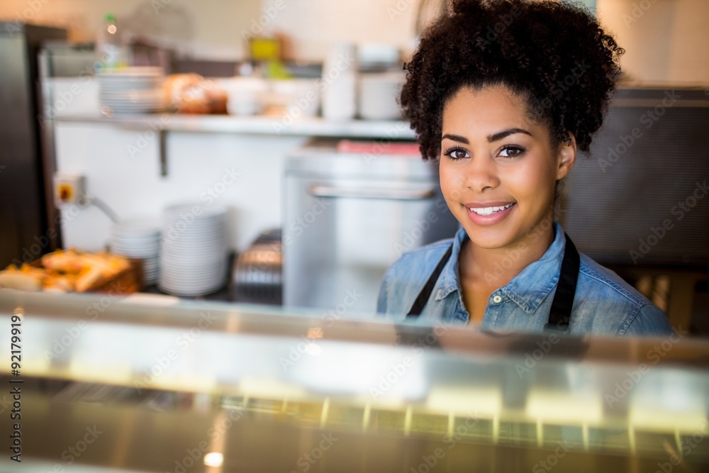 Pretty waitress smiling at camera Stock Photo | Adobe Stock