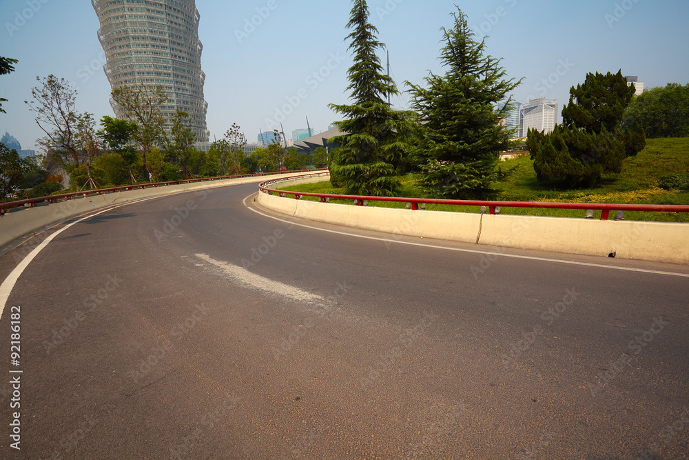 Asphalt pavement curve city road Stock Photo | Adobe Stock