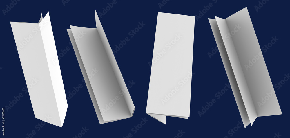 Fourfold Leaflet, Brochure, e-Ticket A4 Mockup isolated on dark ...