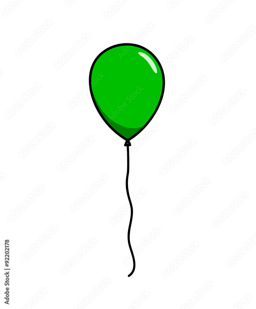 Green Balloon, a hand drawn vector illustration of a green balloon ...