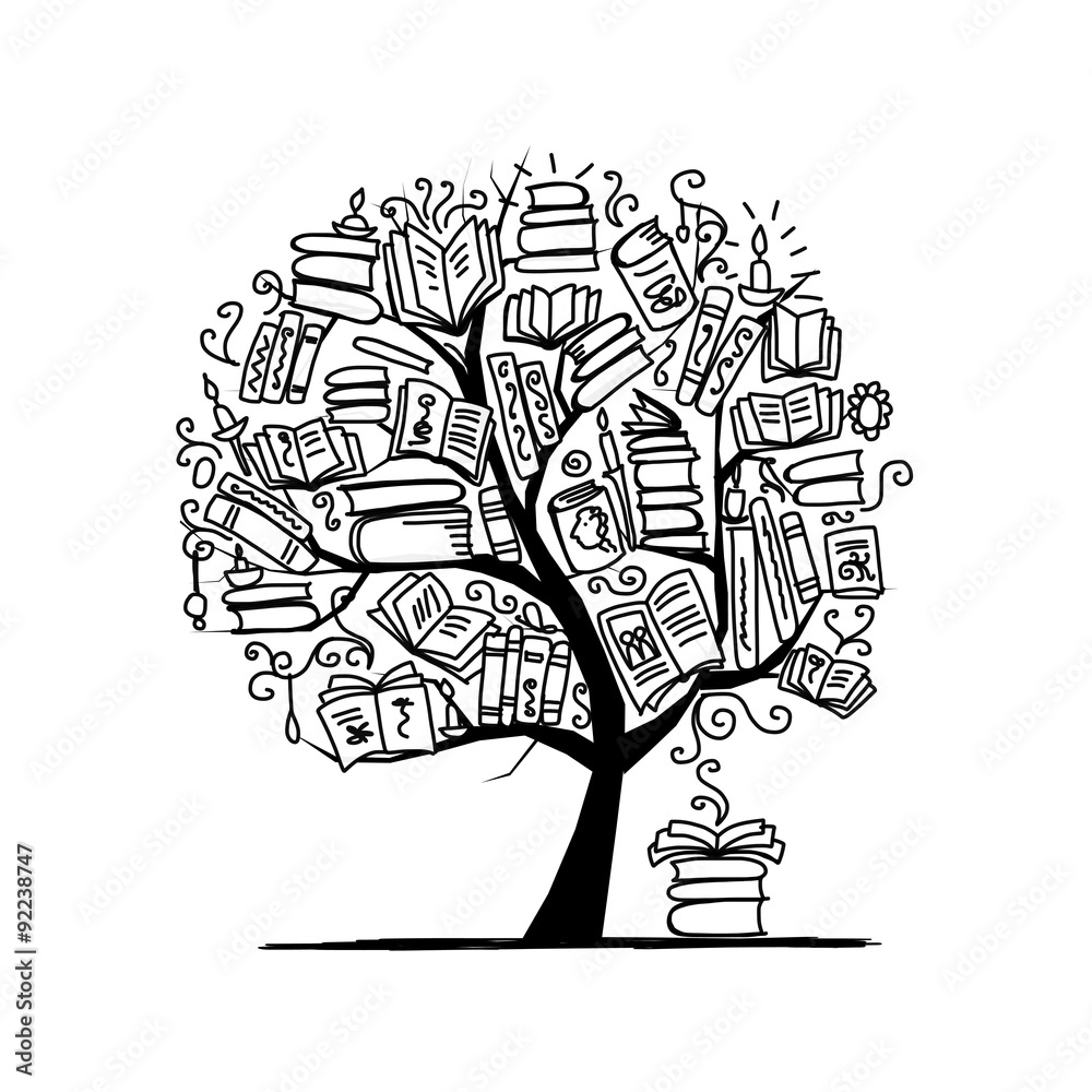 Book tree, sketch for your design Stock Vector | Adobe Stock