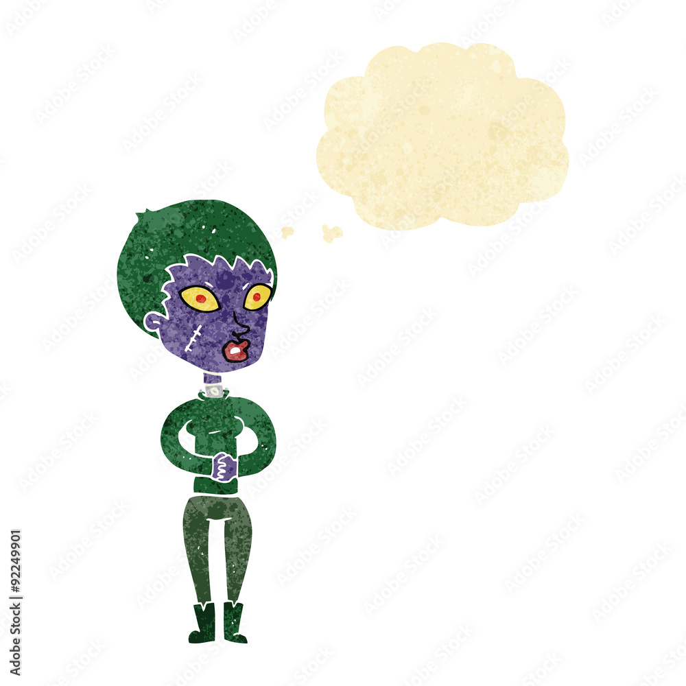cartoon zombie girl with thought bubble Stock Vector | Adobe Stock