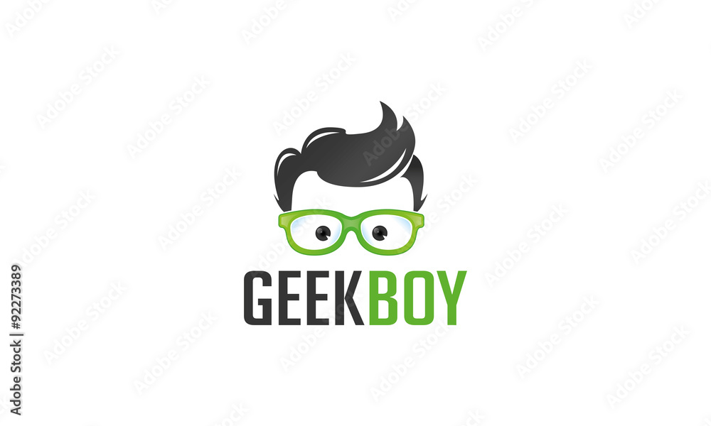 Geek Boy Logo Stock Vector | Adobe Stock