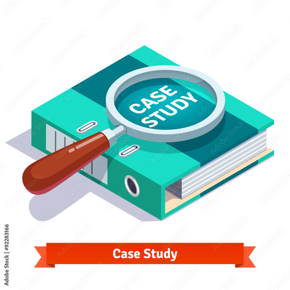 Case study concept. Magnifying glass on document Stock Vector | Adobe Stock