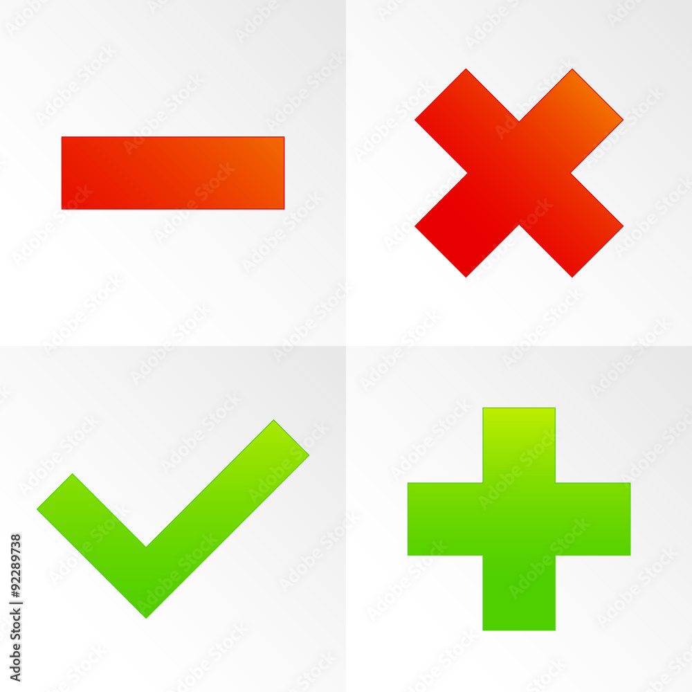 Check mark, cross, plus, minus sign set. vector Stock Vector | Adobe Stock