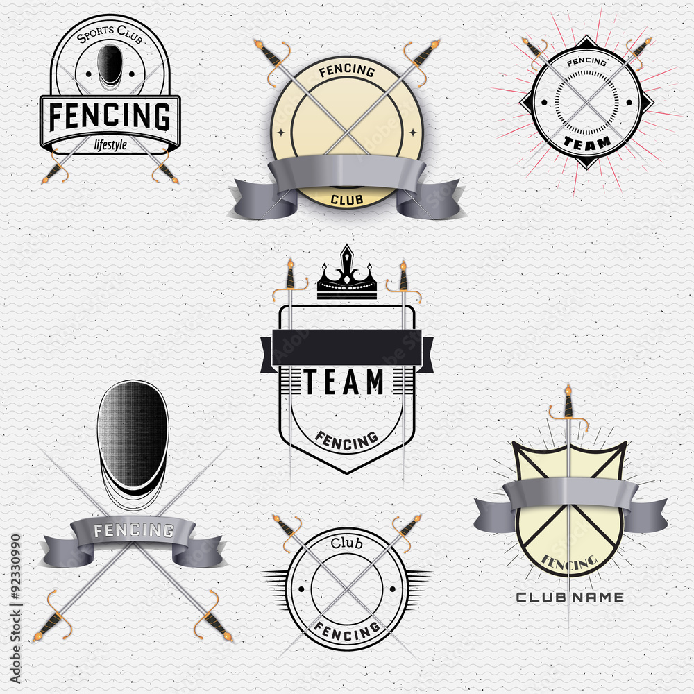 Fencing badges logos and labels for any use Stock Vector | Adobe Stock
