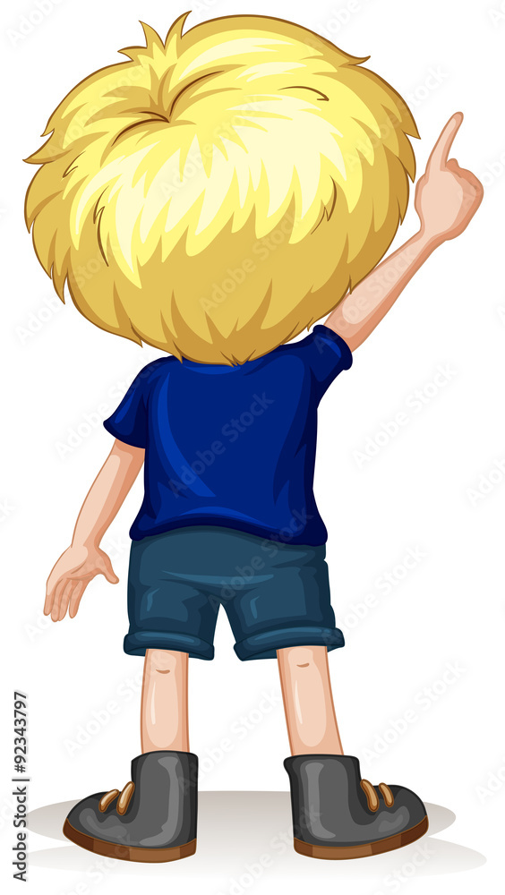 Back of little boy pointing up Stock Vector | Adobe Stock