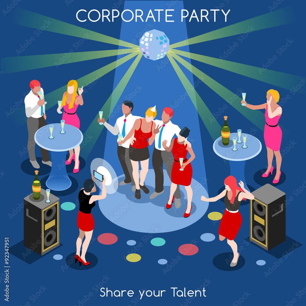 Team Party 01 People Isometric Stock Vector | Adobe Stock