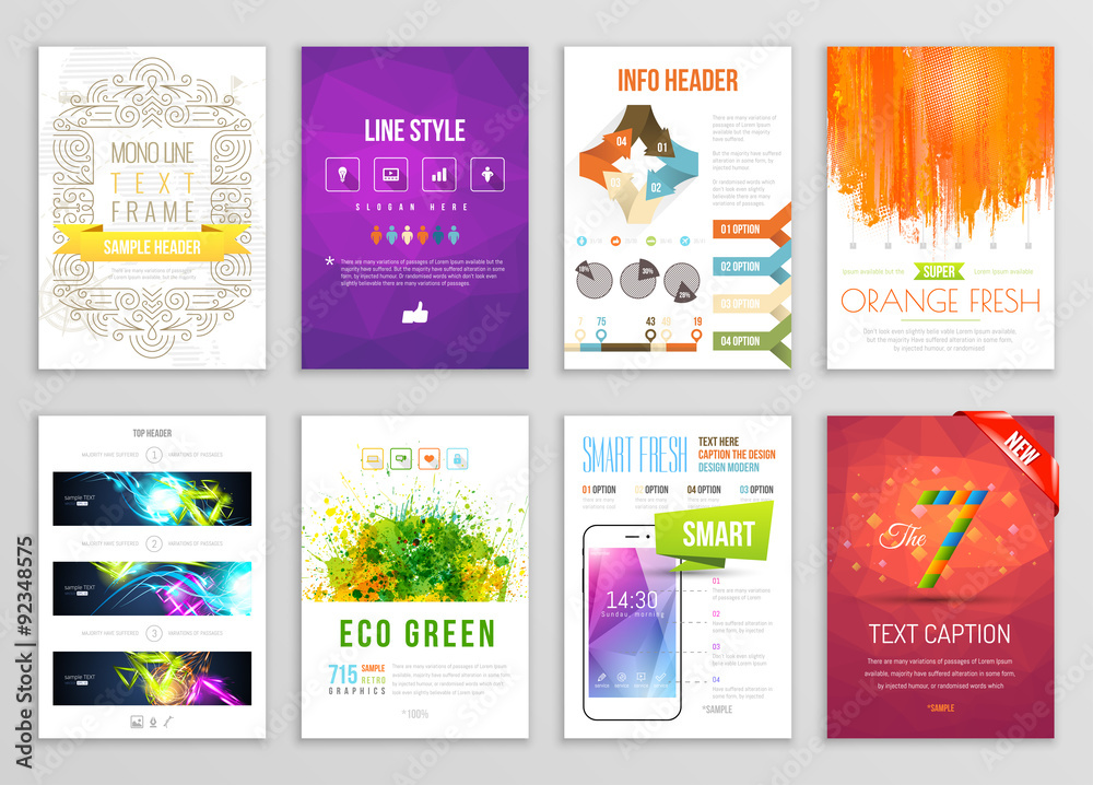 Set of Flyer, Brochure, Background, Infographic, Banner Designs Stock ...