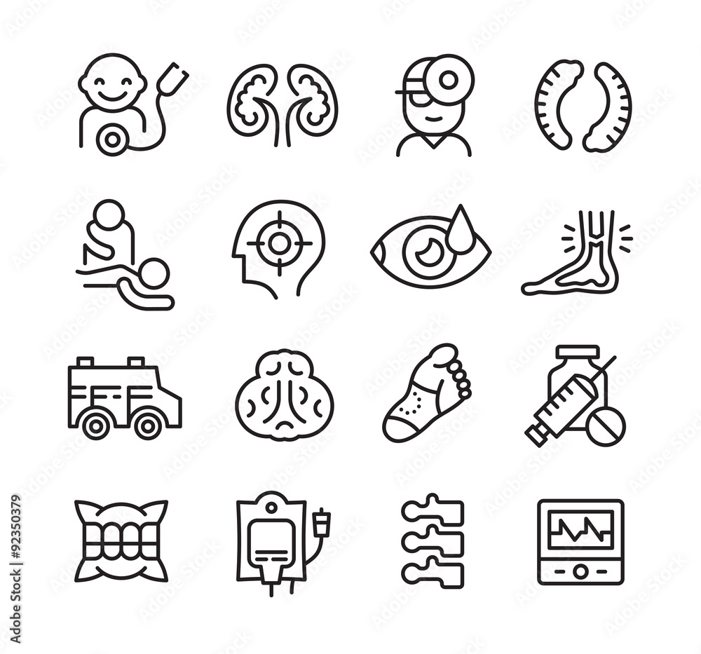 Medical Icons Related to Different Branches of Medicine Stock Vector ...