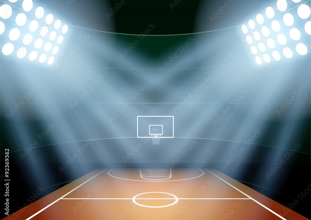 Background for posters night basketball stadium in the spotlight Stock ...