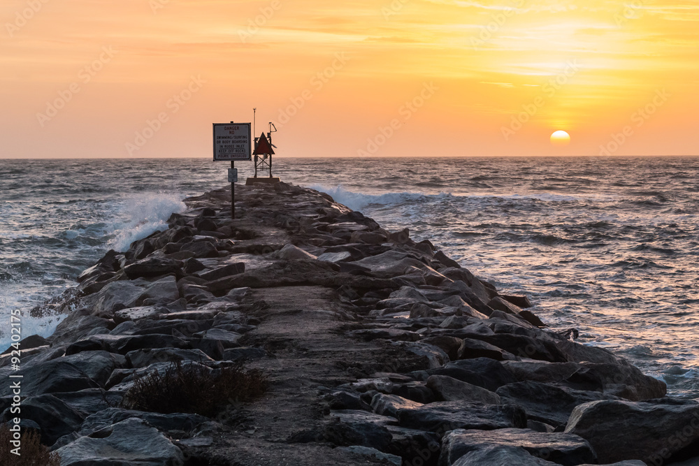 Sunrise View While on the Rock Jetty at the Virginia Beach Oceanfront ...