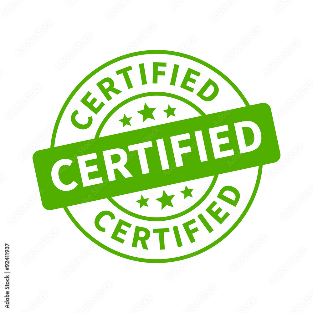 Green certified stamp, label, sticker or stick flat icon Stock ...