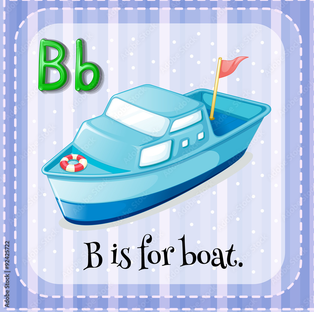 Flashcard letter B is for boat Stock Vector | Adobe Stock