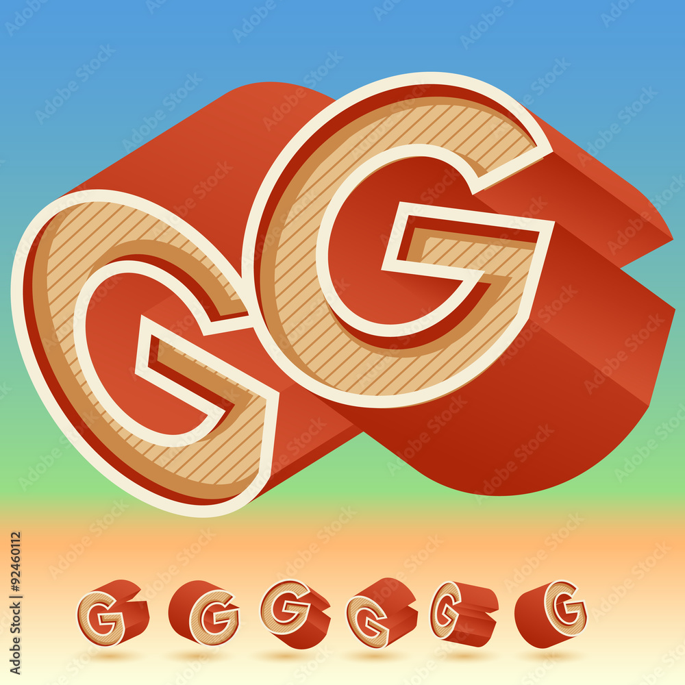 3D vector retro alphabet for summer typography design. All symbols in ...