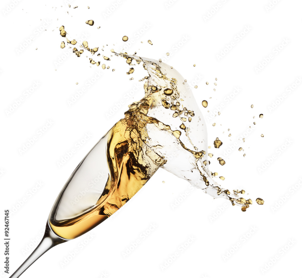 champagne splash from glass isolated on the white background Stock ...
