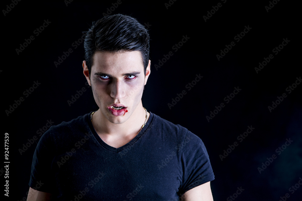 Portrait of a Young Vampire Man with Black T-Shirt foto de Stock ...
