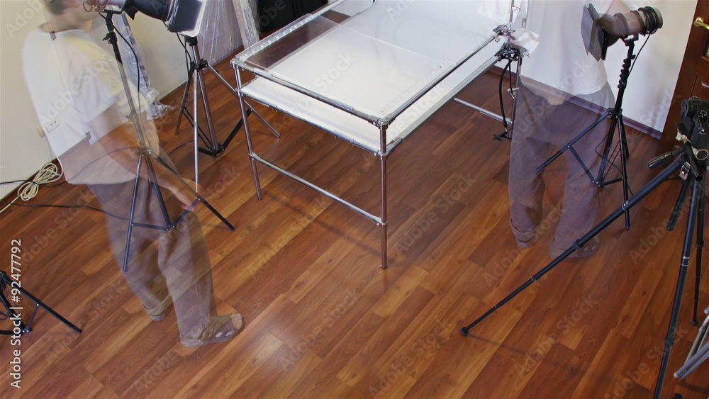 Backstage of studio photography/video shooting, time-lapse Stock Video ...