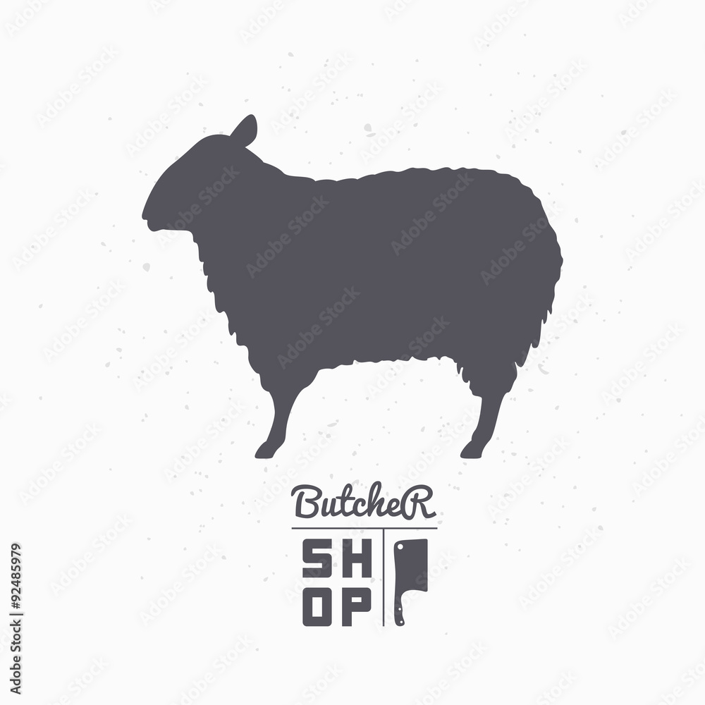 Sheep silhouette. Lamb meat. Butcher shop logo template Stock Vector ...