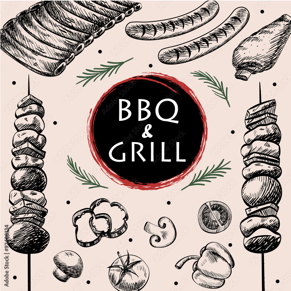 Grill Meat Vector