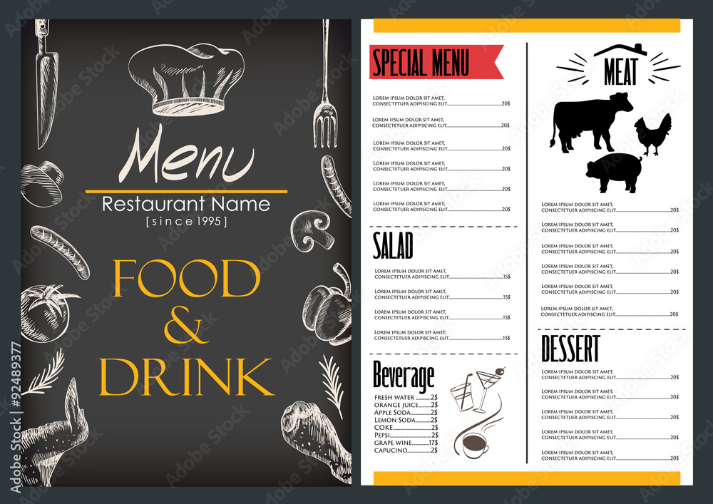 BBQ barbecue grill meat food and drink menu design restaurant have ...