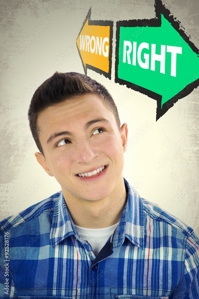 Portrait of teenage boy looking aside Stock Photo | Adobe Stock