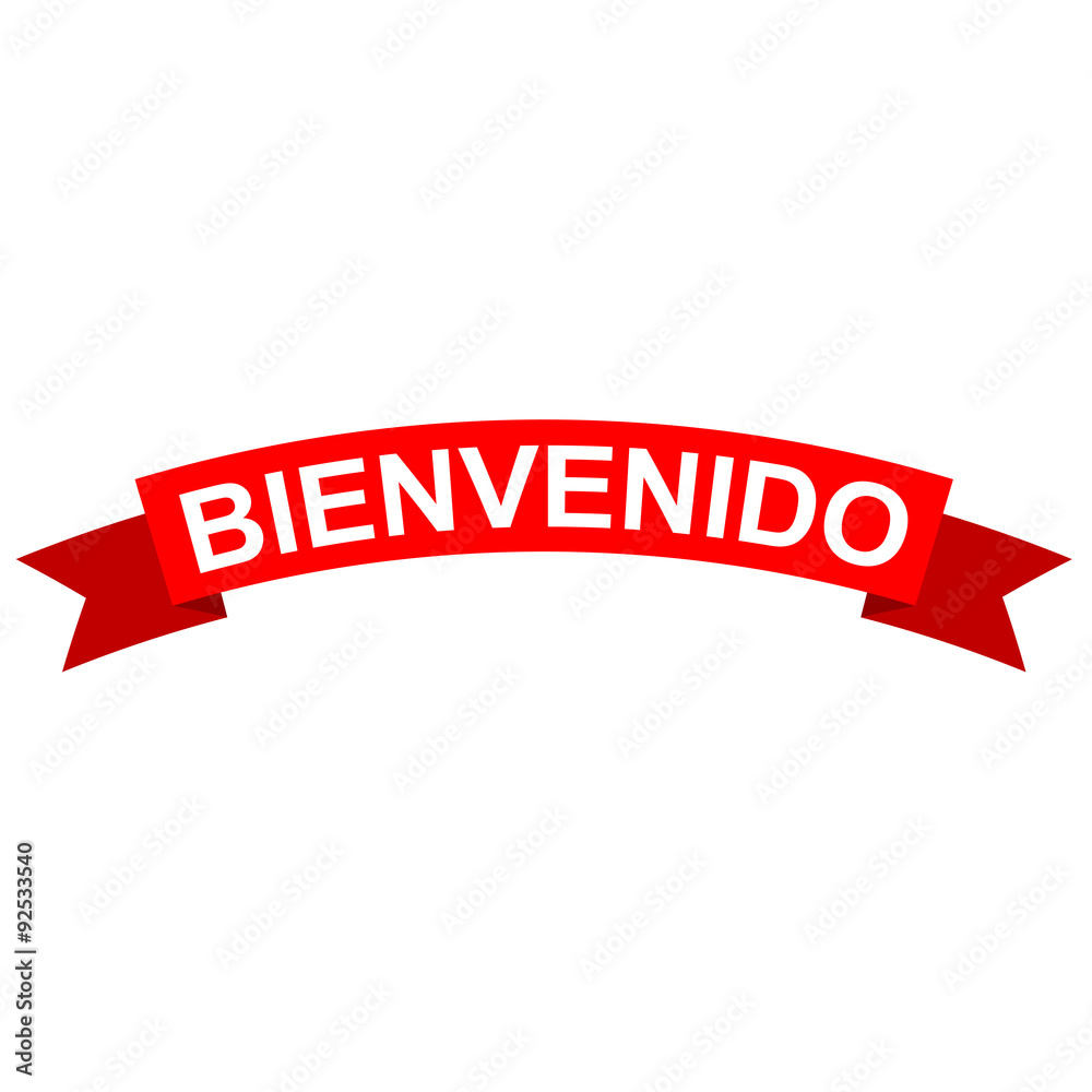 Icono plano cinta texto BIENVENIDO color rojo Stock Illustration ...
