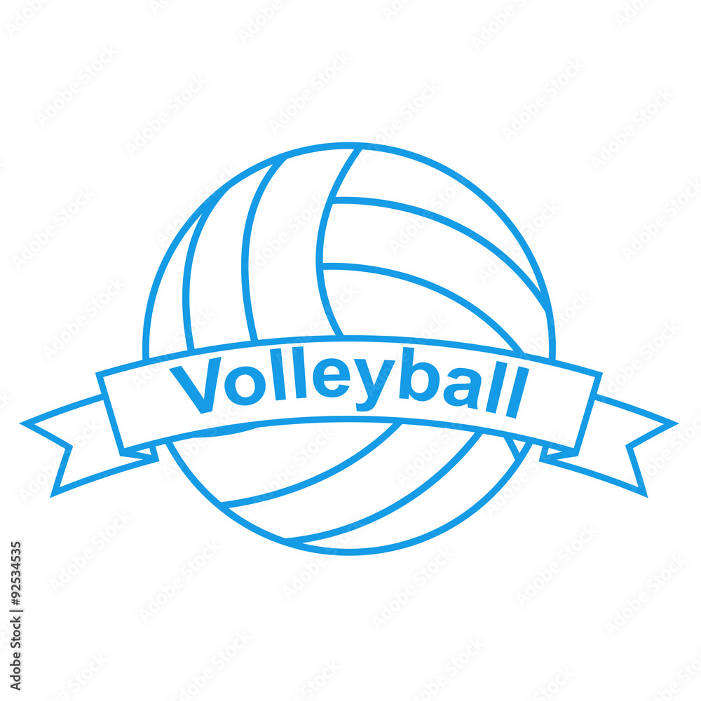 Icono plano cinta texto Volleyball azul con balon Stock Illustration ...