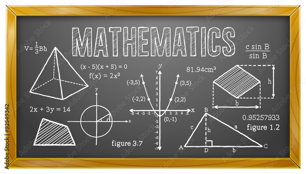 Mathematics, Algebra, Geometry, Trigonometry, Blackboard Stock Vector ...