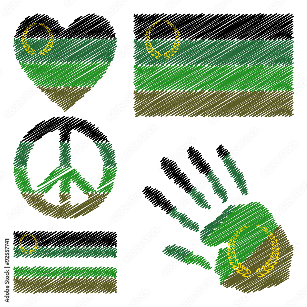 Military or Uniform pride flag, heart, pacific sign, equality symbol ...