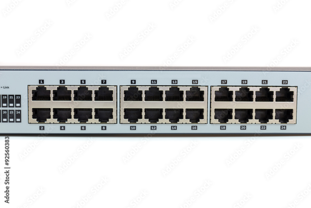 Network switch mount port for connect network on white background Stock ...