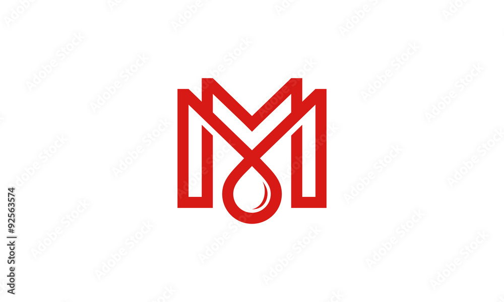initial letter M with oil drop water logo design template Stock Vector ...