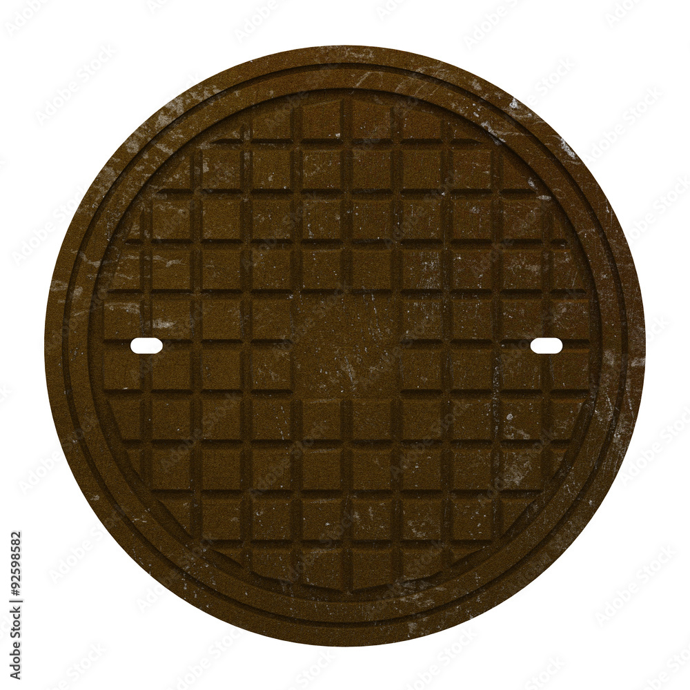 rusty manhole cover isolated on white background Stock Illustration ...