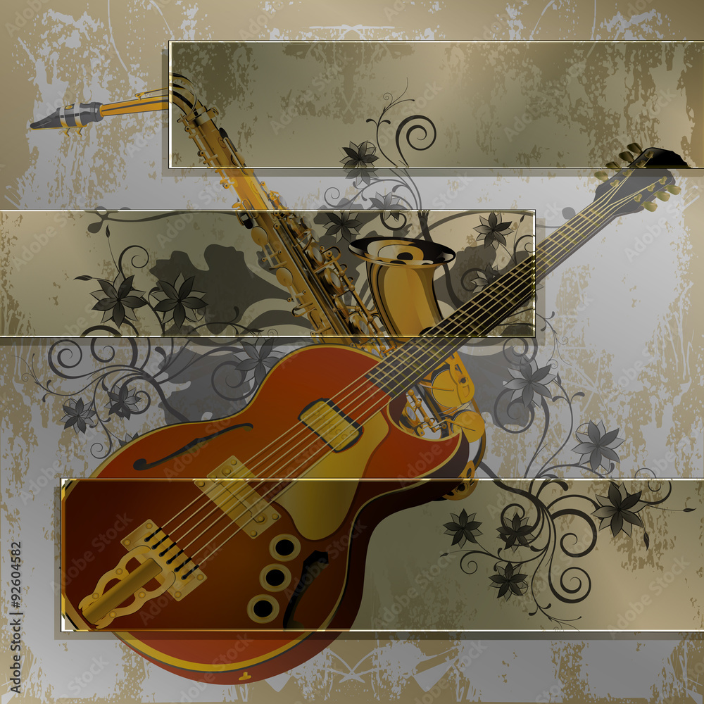 Vector illustration of a music background with tinted glass frames ...