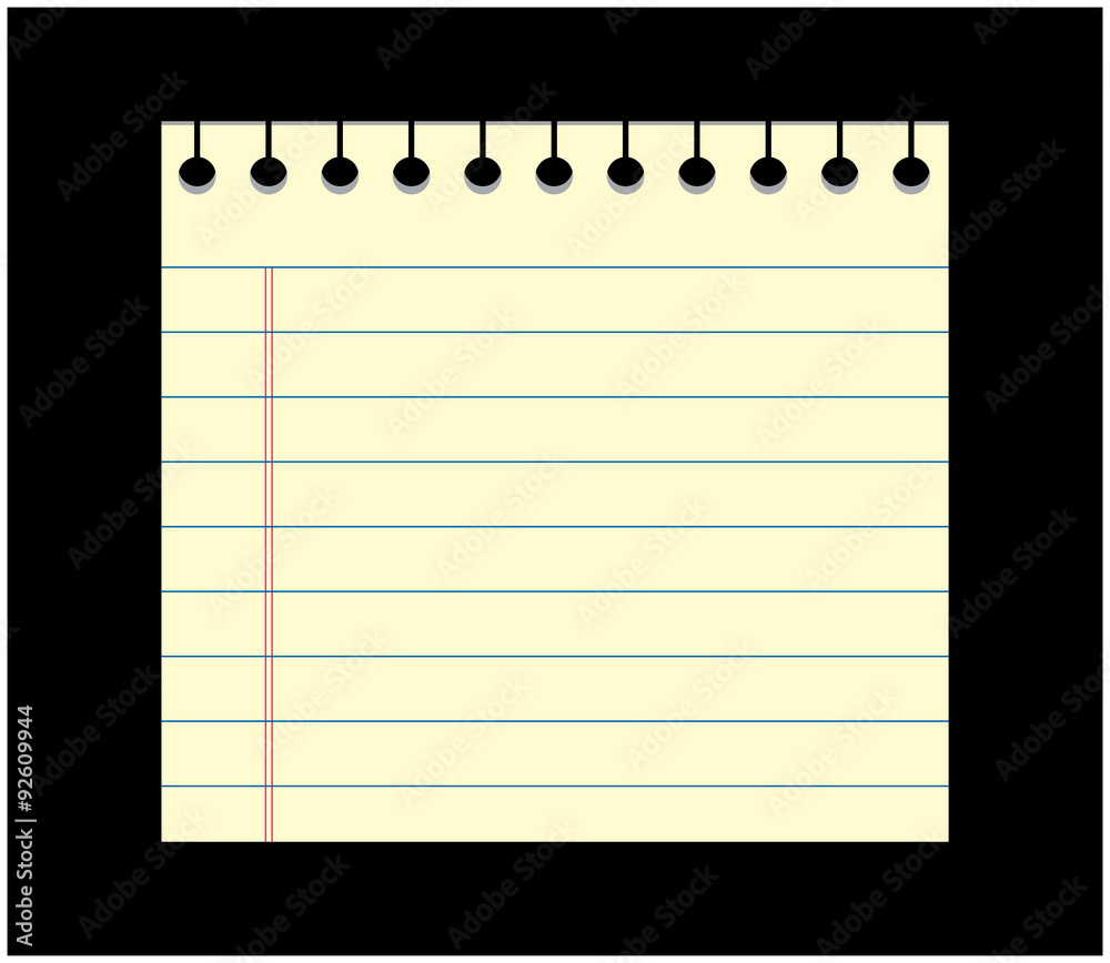 Image of empty school, office card out of the notebook, note. Cartoon ...